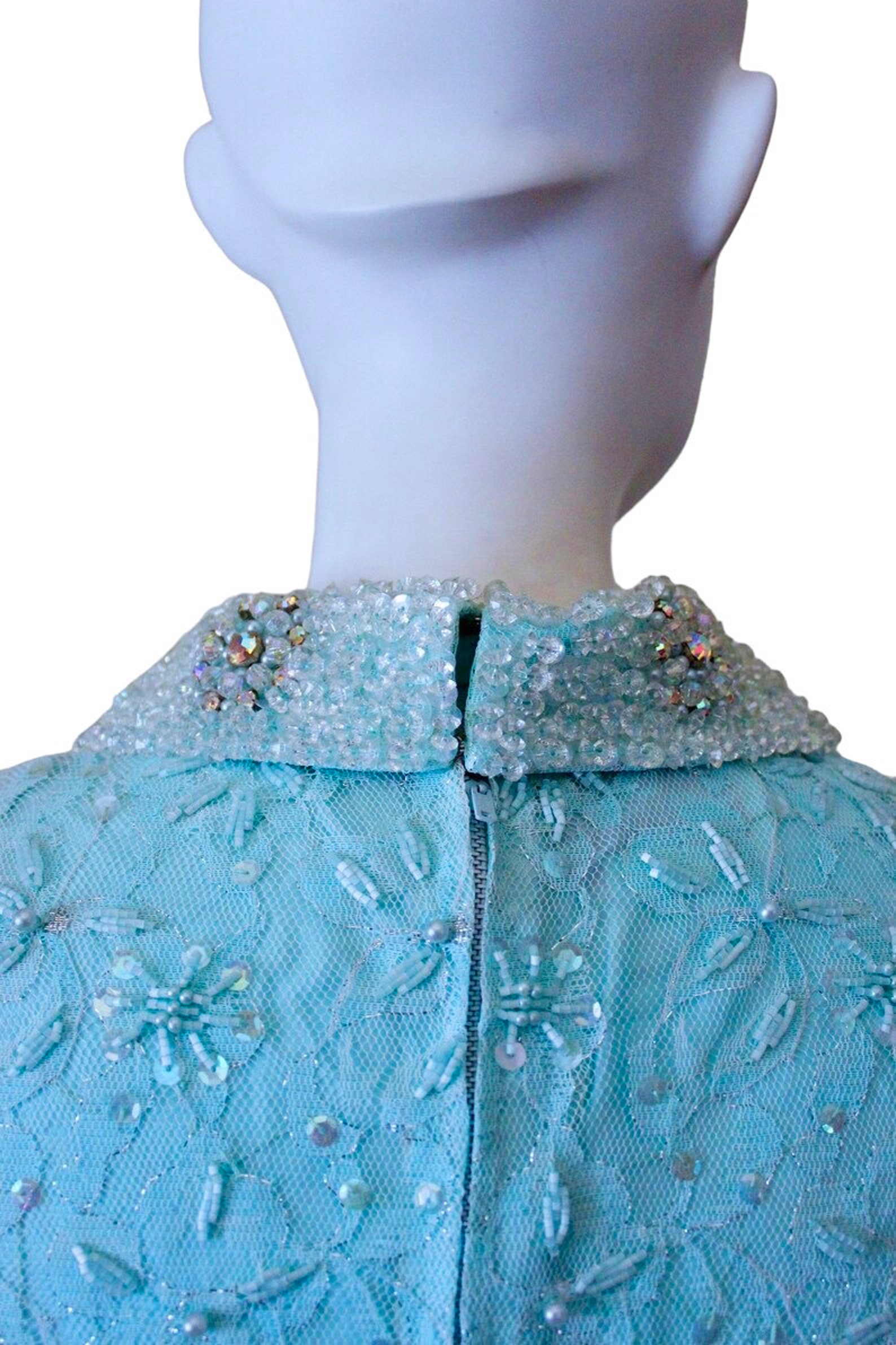 Vintage Shift Dress, Sequins Beads, 1960s, Powder Blue, Heavily Beaded ...