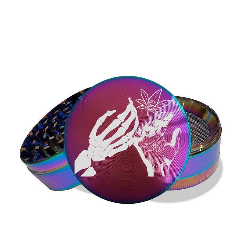 Laser Engraved Skeleton Hand Aircraft Grade Aluminum Grinder - Etsy