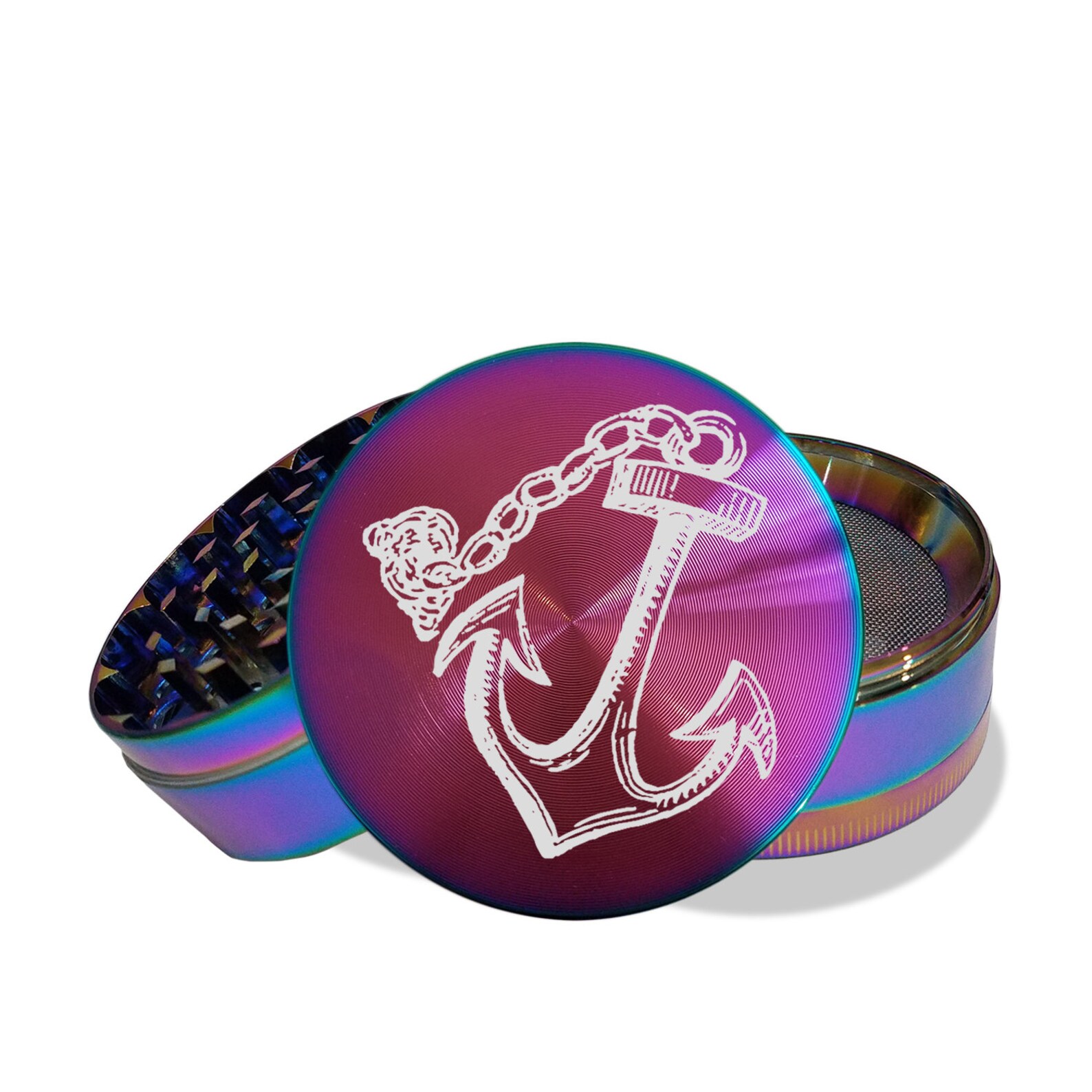 4 Piece Grinder Herb With Catcher Set Nautical Anchor Gifts - Etsy