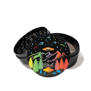 Space UFO Abduction Metal Grinder and Personalized Text Engraved on ...