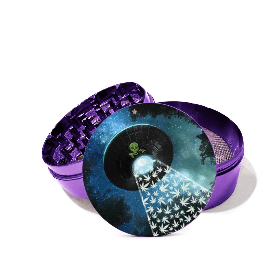 Fantasy Herb Alien UFO Design 4 Piece Herb Grinder UV Print With Free ...