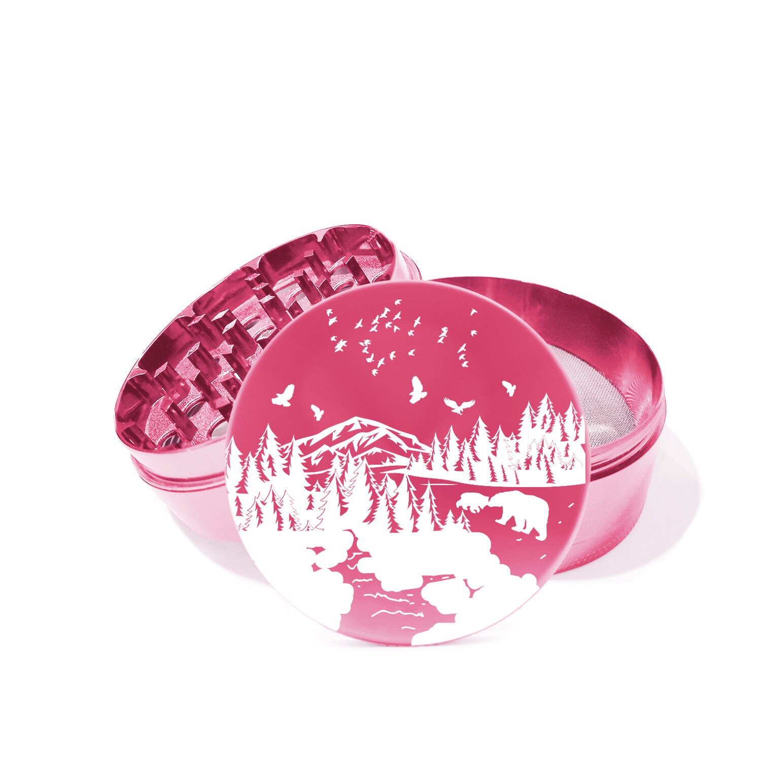 4 Piece Grinder Herb With Catcher Set Mountain Bear Gifts | Etsy