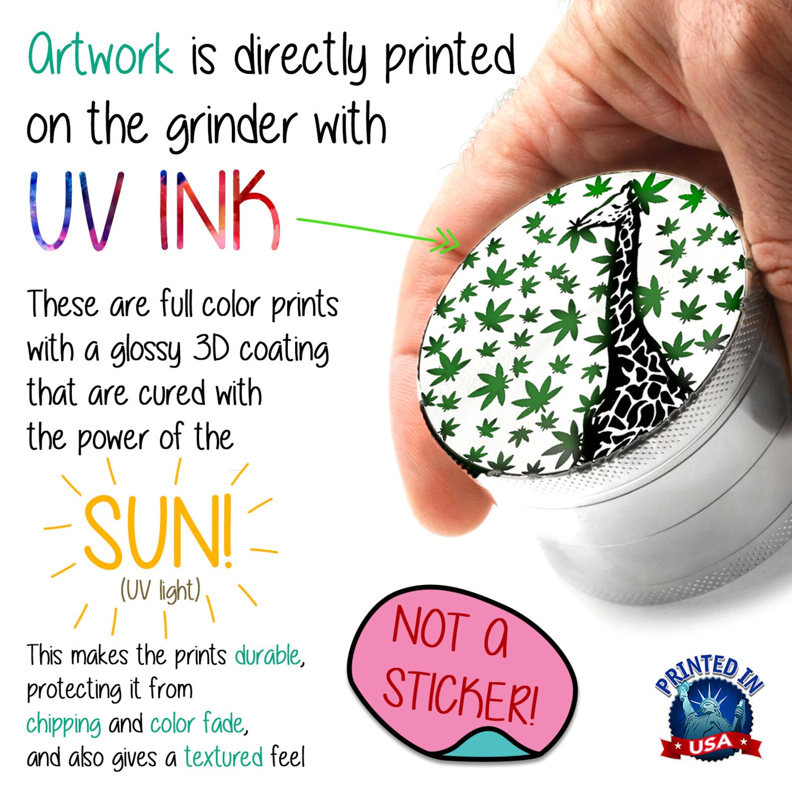 Skull Marijuana Leaf Gun Logo UV Printed 4 Piece Gun Metal | Etsy