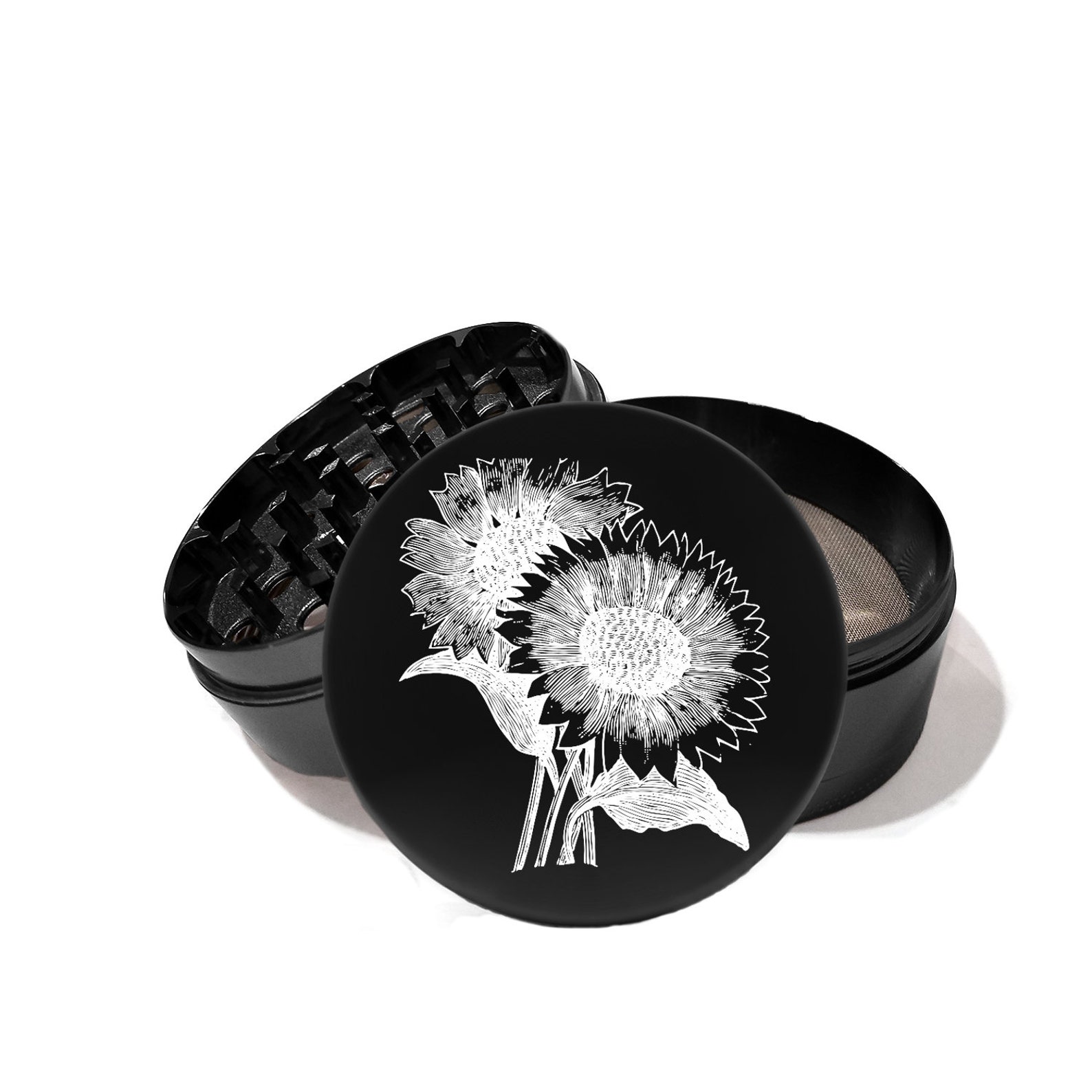 Wild Sunflower, Laser Engraved Grinder, Metal Herb Grinder With Catcher ...