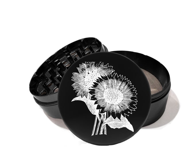 Wild Sunflower, Laser Engraved Grinder, Metal Herb Grinder With Catcher ...