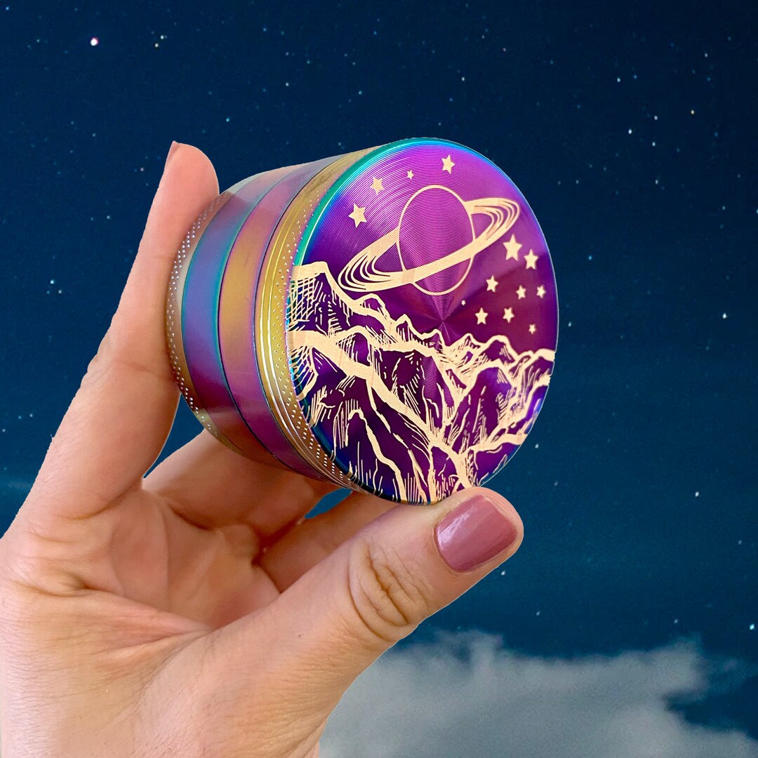Saturn Planet Metal Grinder, Space Herb Grinder, 4 Piece Set With Kief ...