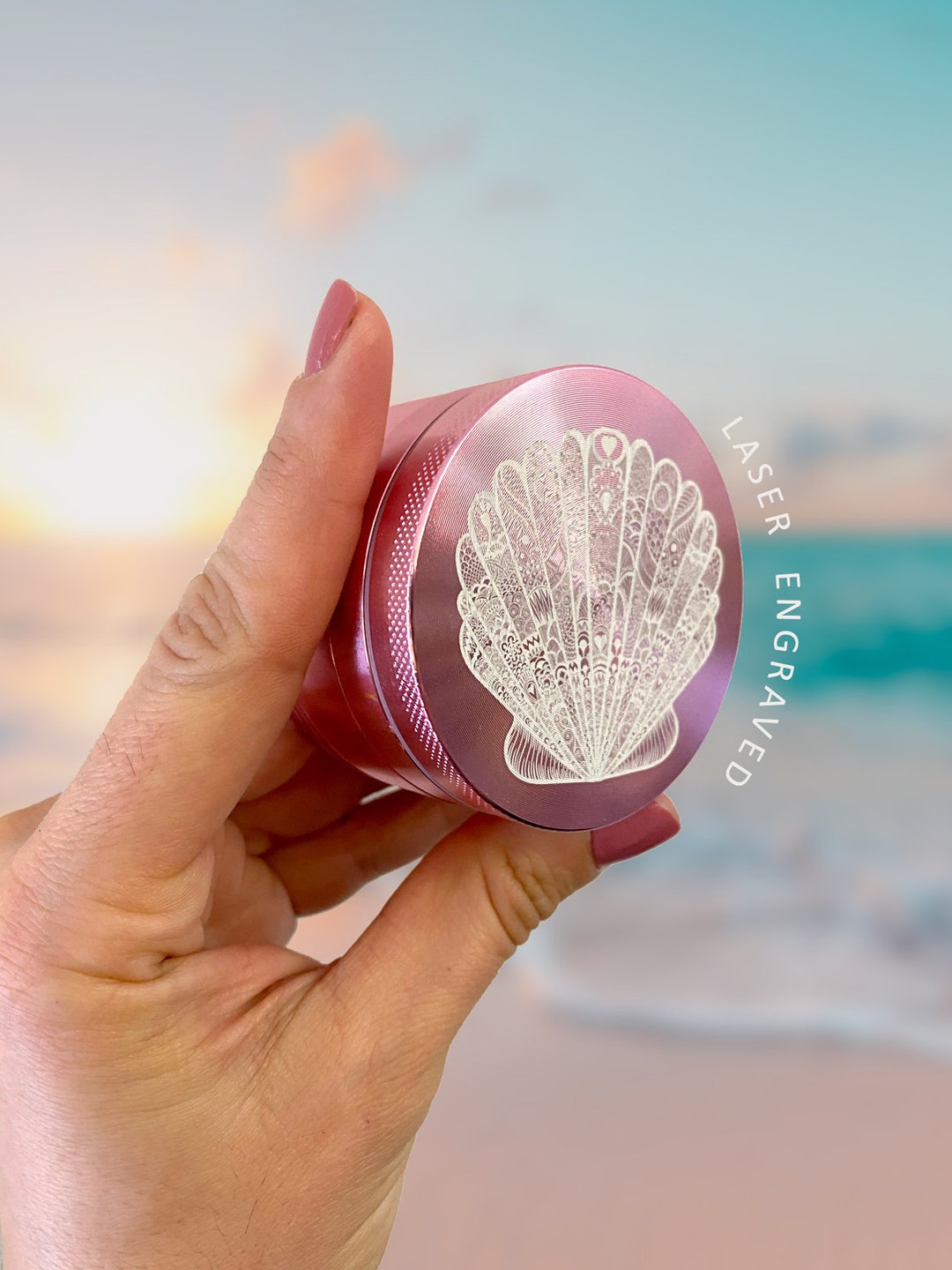 Seashell Mandala Herb Grinder, Girly Grinders 4 Piece With Kief Catcher ...