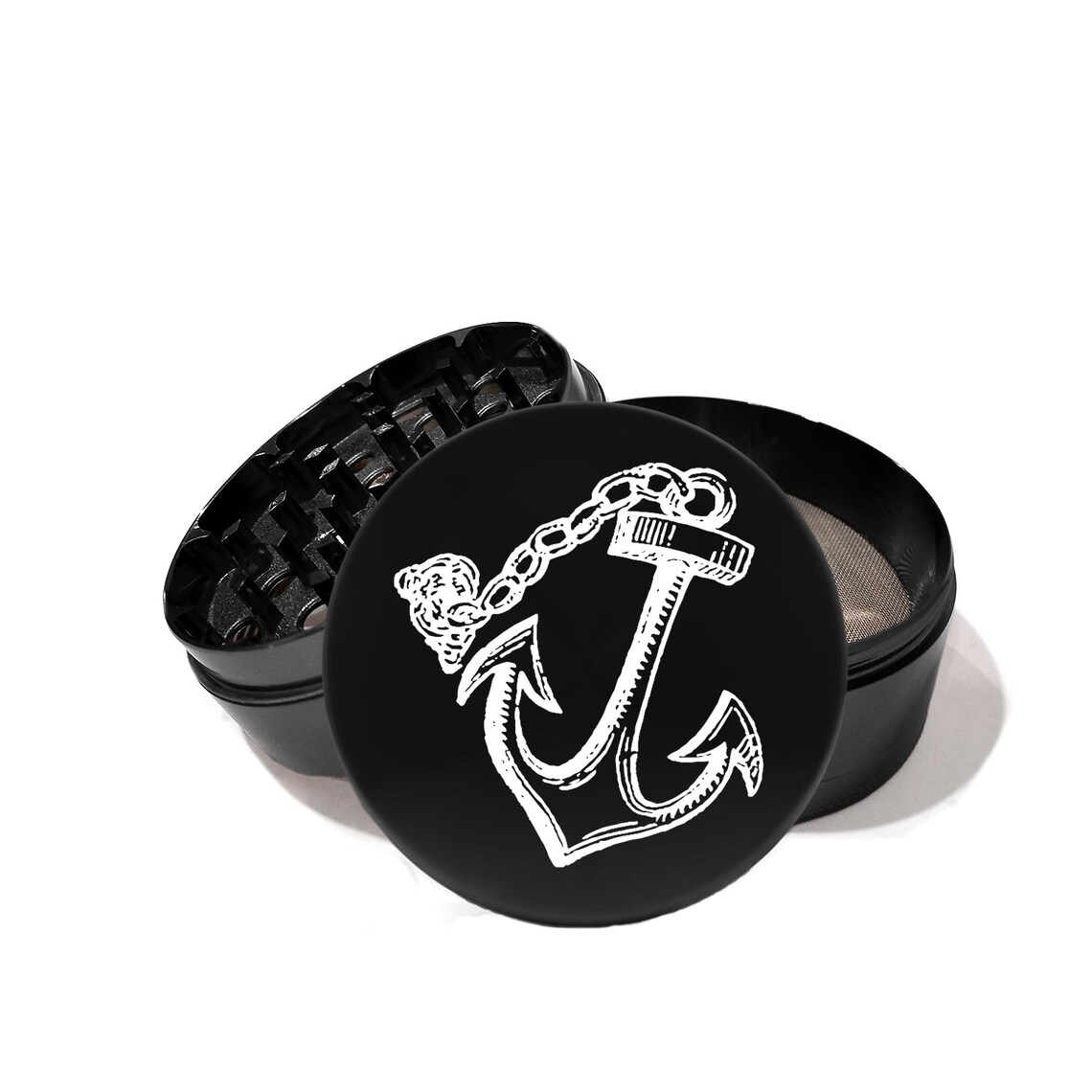 4 Piece Grinder Herb With Catcher Set Nautical Anchor Gifts - Etsy