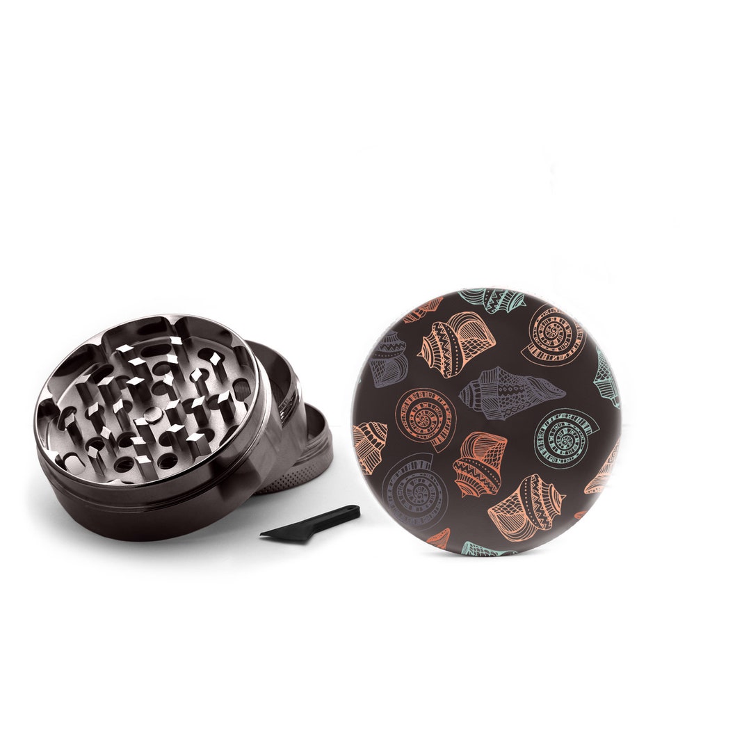 Colorful Seashells Metal Grinder Herb With Catcher Set 4 - Etsy