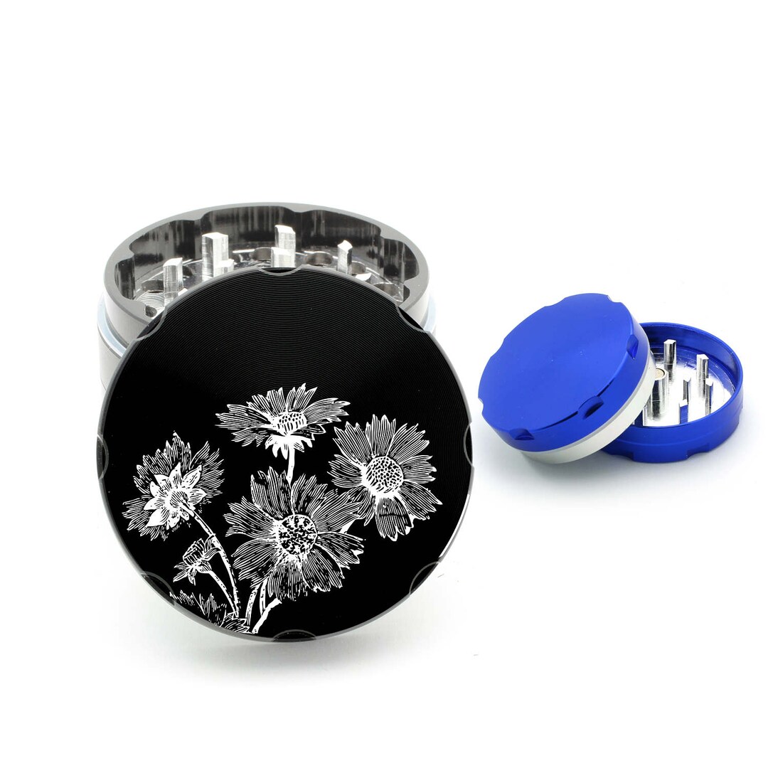 Daisy Flower Black Grinder Aluminum Mini Grinder Free Pocket Grinder ...