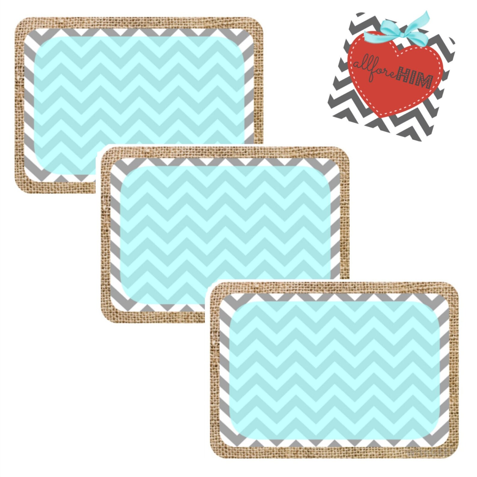 INSTANT DOWNLOAD Burlap/chevron Blank Gift Tags BLUE Digital File - Etsy