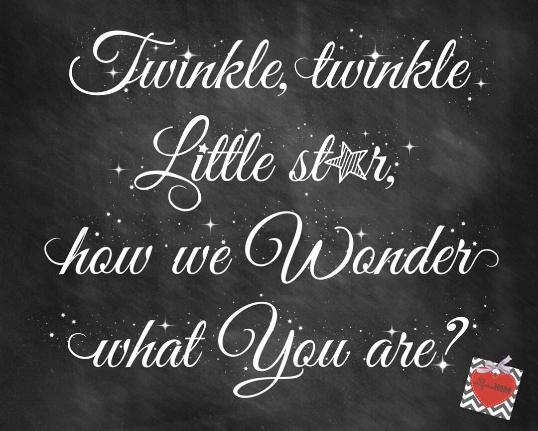 INSTANT DOWNLOAD Chalkboard Print Digital File 10x8 Twinkle, Twinkle - Etsy
