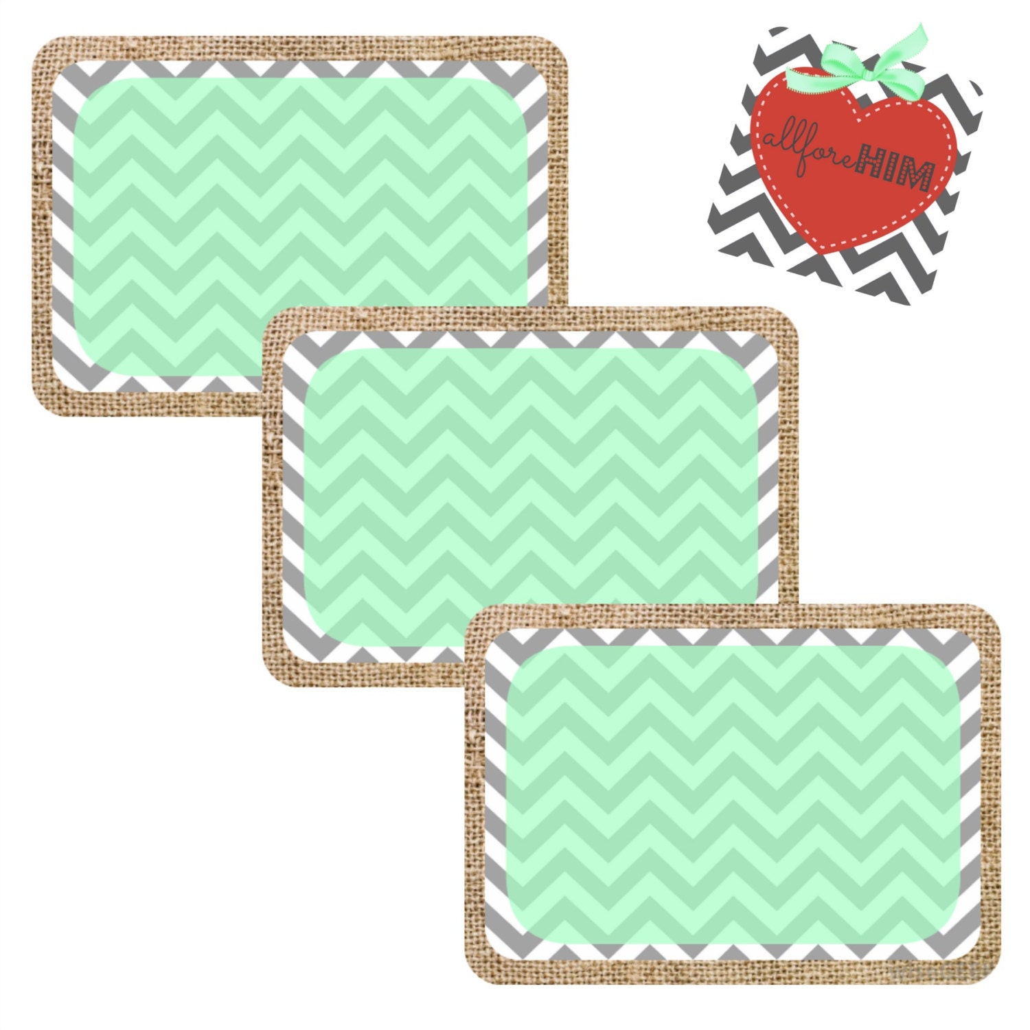 INSTANT DOWNLOAD Burlap/chevron Blank Gift Tags GREEN - Etsy