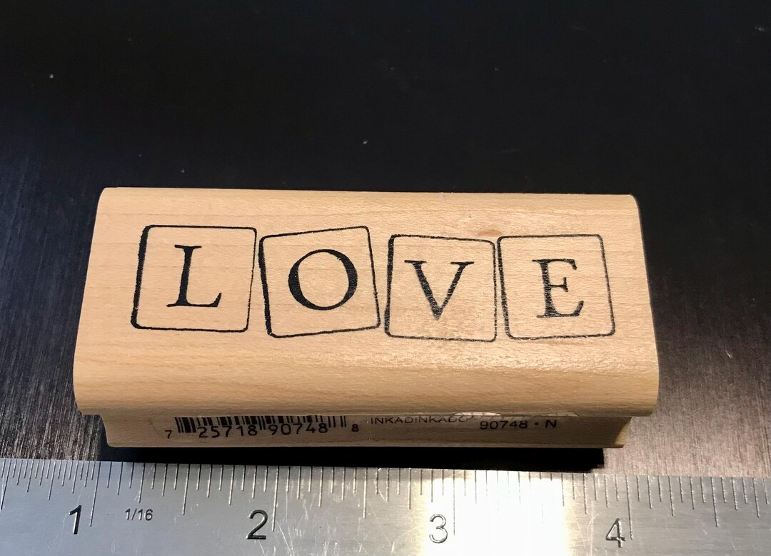 Inkadinkado Love Block Letters Wood Mounted Rubber Stamp. - Etsy