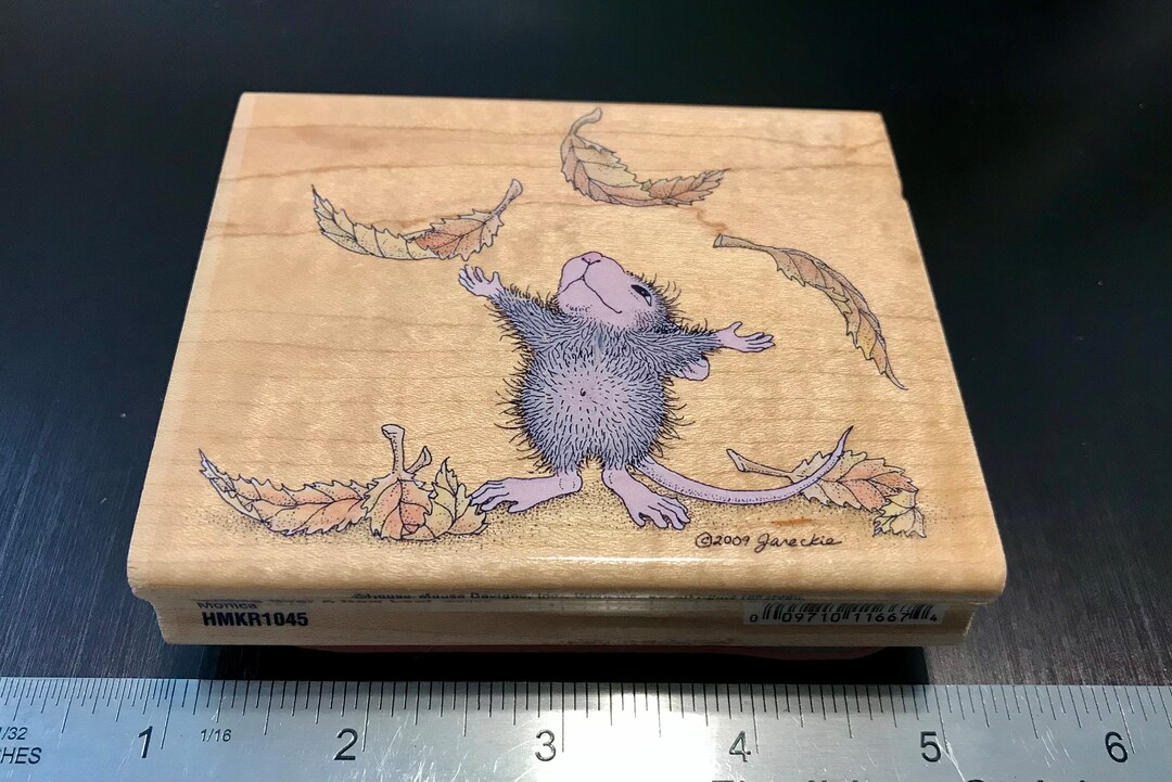 Stampabilities House Mouse Turning Over a New Leaf Wood Mounted Rubber ...