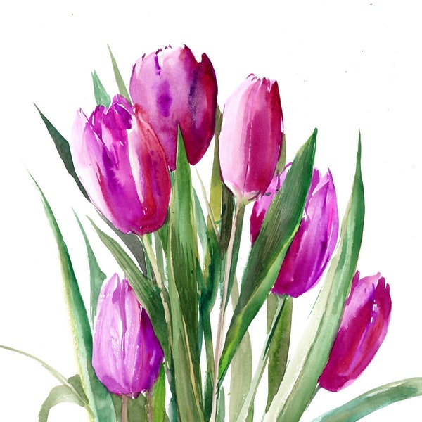 Tulip Watercolor - Etsy
