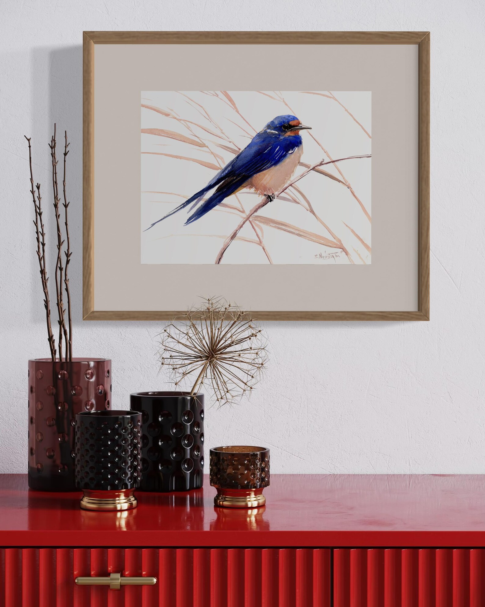 Barn Swallow Artwork, an Original Watercolor Painting by Artist Suren ...