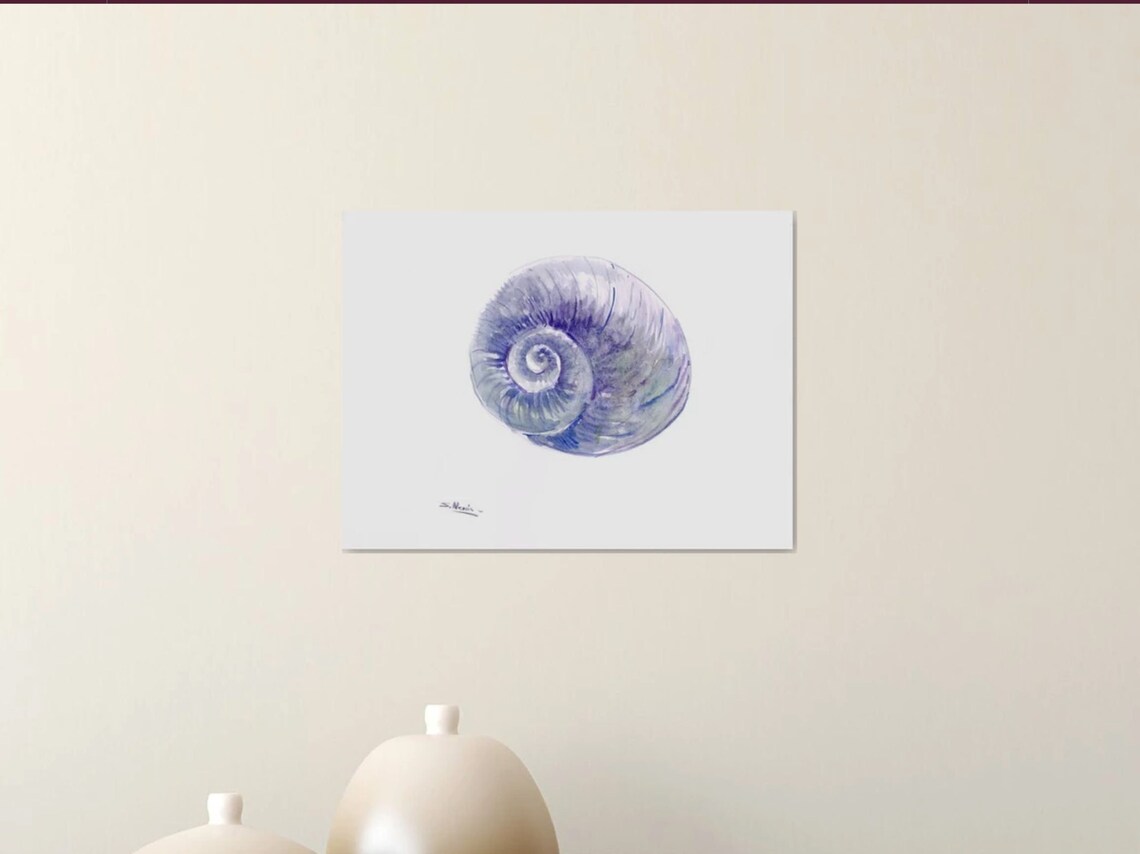 Soft Aqua Blue Seashell Watercolor Artwork, Original Painting - Etsy
