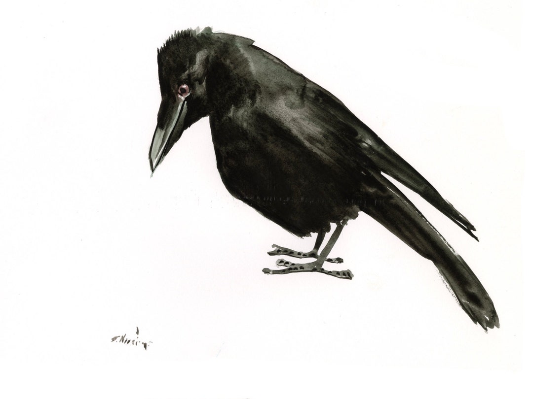 Crow Bird Artwork Original Watercolor Painting - Etsy