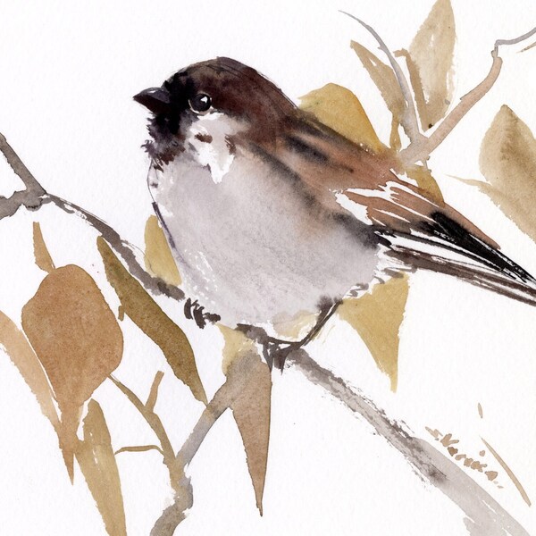 Sparrow Watercolor - Etsy