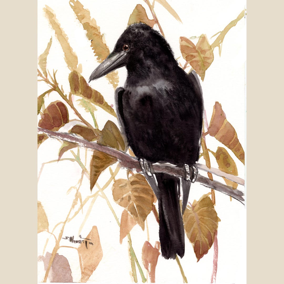 Crow Artwork, an Original Watercolor Painting by Artist Suren - Etsy
