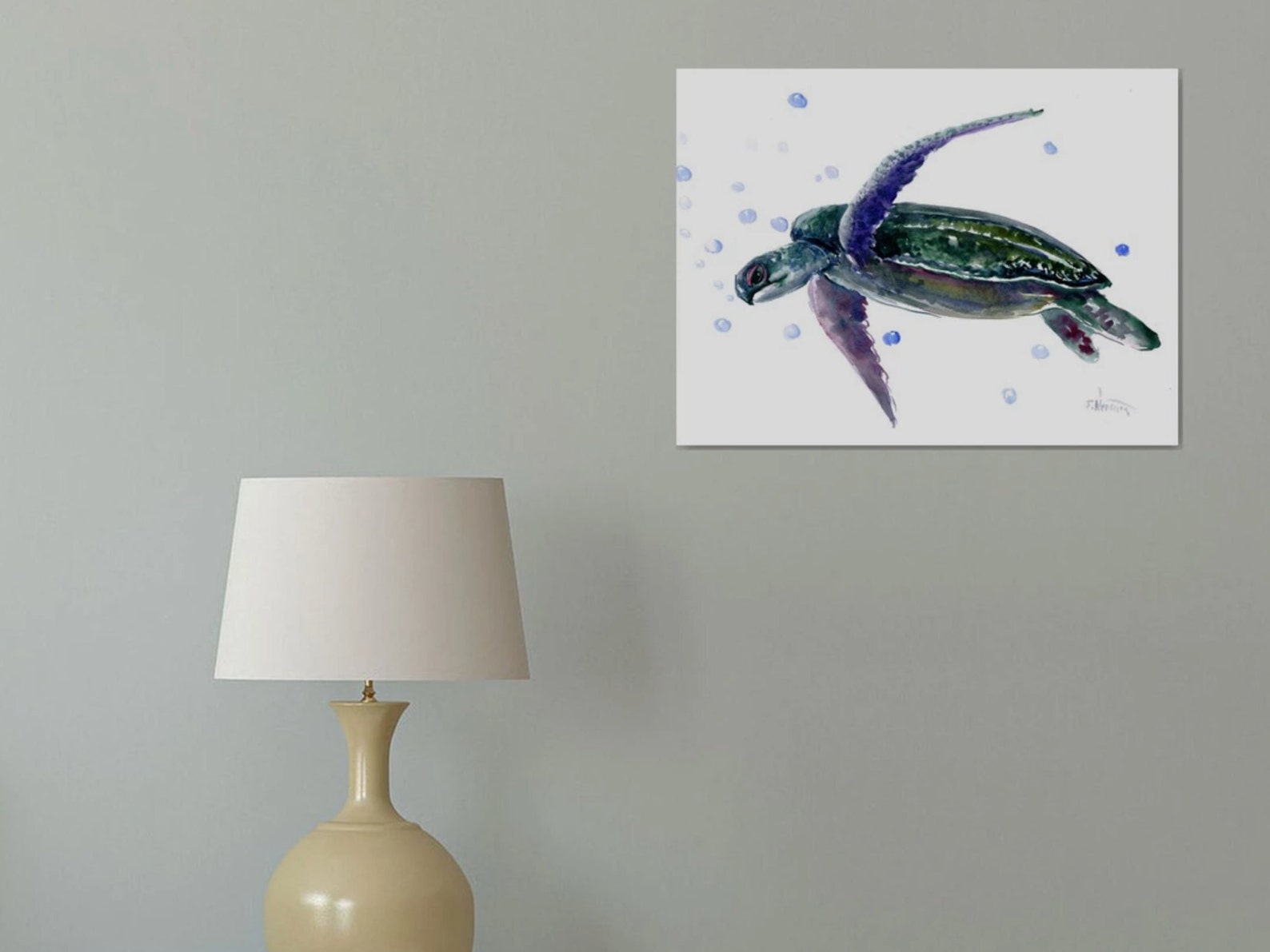 Sea Turtle Swimming Artwork, Original Watercolor Hand Painte Dunique ...