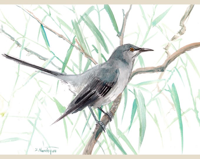 Mockingbird Artwork, an Original Watercolor Painting by Artist Suren - Etsy