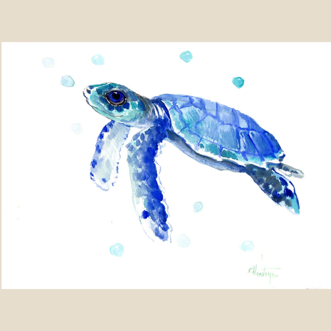 Sea Turtle Artwork, an Original Watercolor Painting by Artist Suren - Etsy