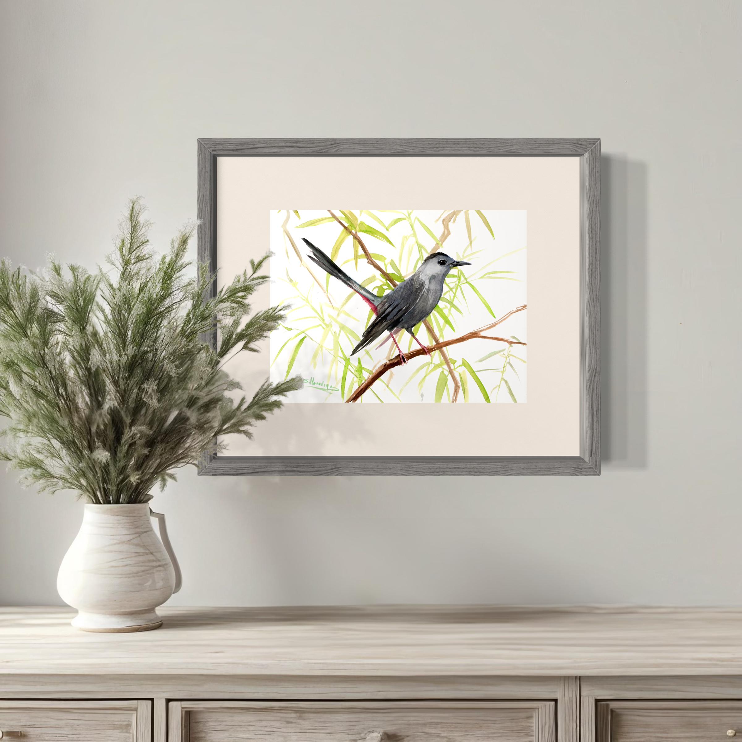Gray Catbird Artwork, an Original Watercolor Painting by Artist Suren ...
