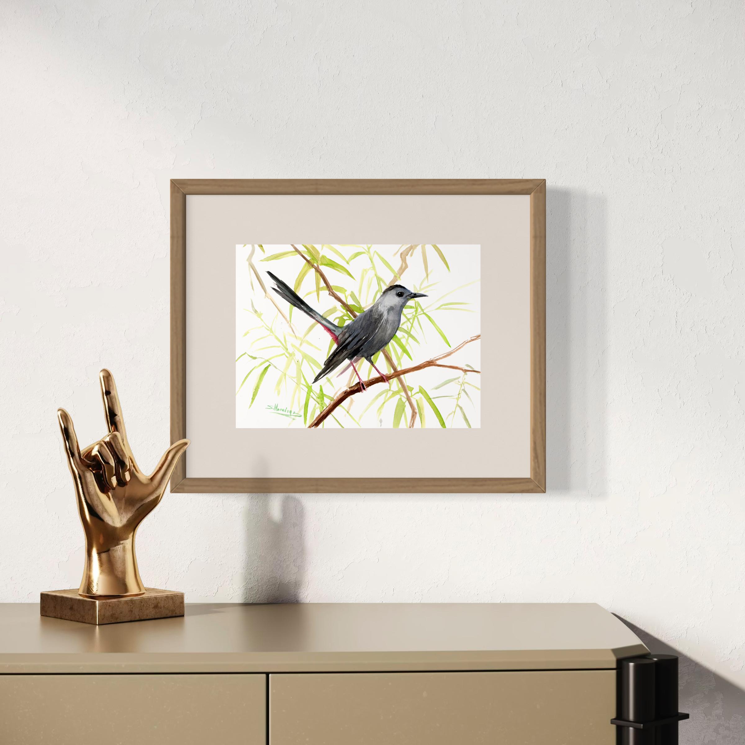 Gray Catbird Artwork, an Original Watercolor Painting by Artist Suren ...