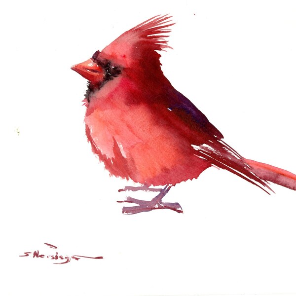 Cardinal Watercolor - Etsy
