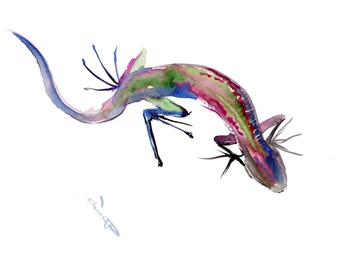 Lizard Artwork, Original Watercolor Wall Art From a Professional Artist ...