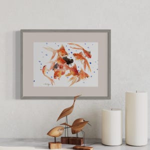 Feng Shui - Nine Fish Artwork, an Original Watercolor Goldfish Painting ...