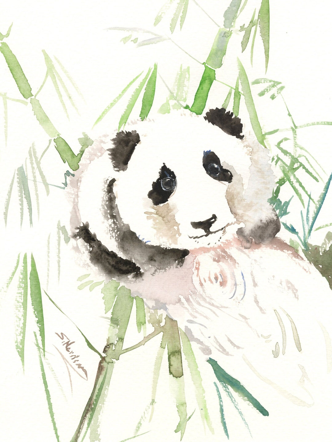 Panda Bear Artwork, Original Watercolor Illustration, Nursery Children ...