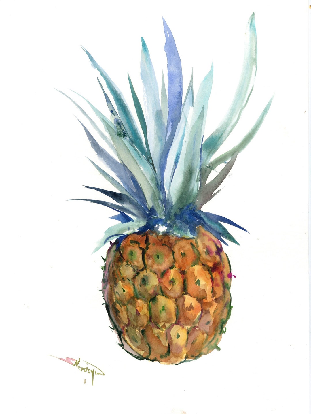 Pineapple Wall Art, Original Watercolor Painting - Etsy