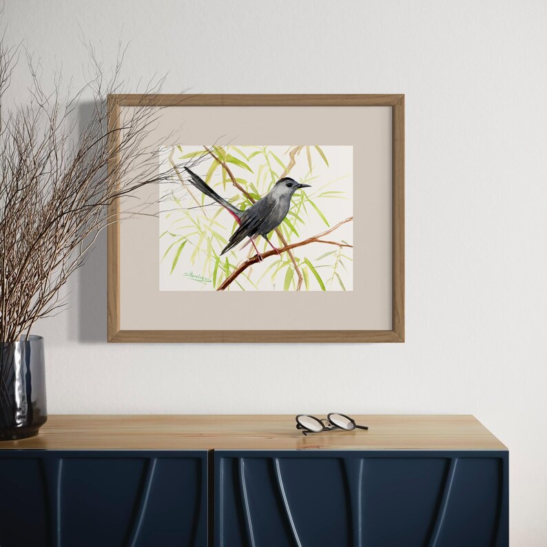 Gray Catbird Artwork, an Original Watercolor Painting by Artist Suren ...
