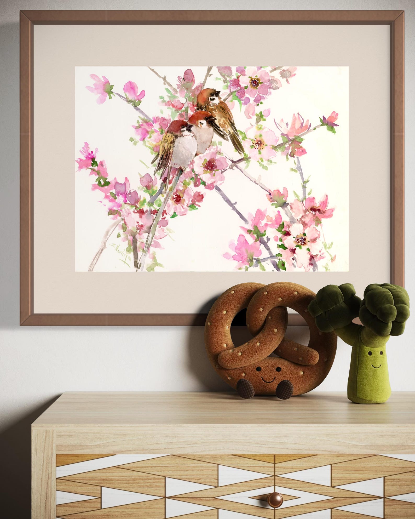 Sparrows on the Spring Tree, Original Watercolor Painting - Etsy