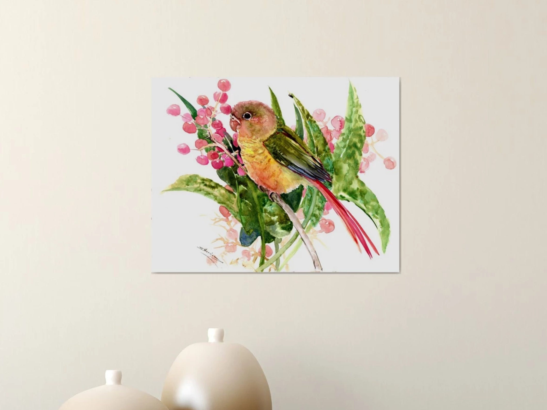 Pineapple Conure Artwork, Original Watercolor Painting - Etsy
