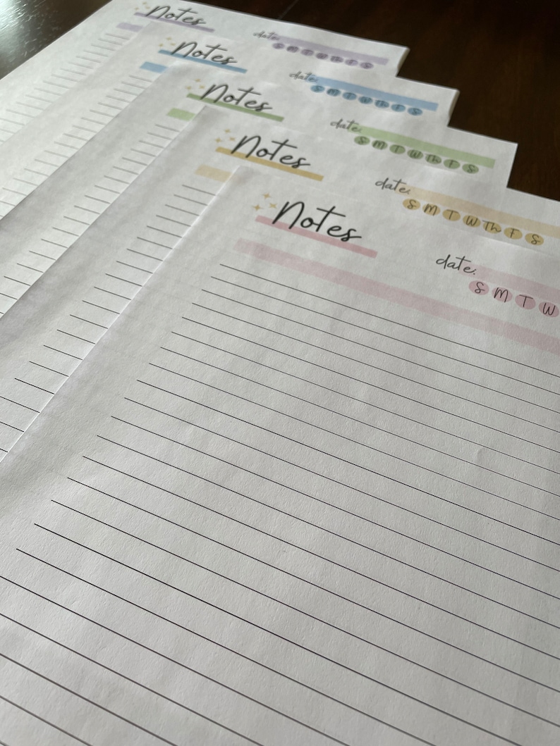 Printable Notes List Digital Download Planner Blank Note Checklist ...