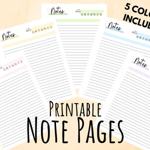 Printable Notes List Digital Download Planner Blank Note Checklist ...