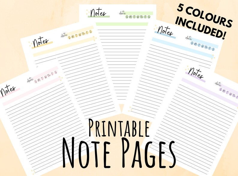 Printable Notes List Digital Download Planner Blank Note Checklist ...