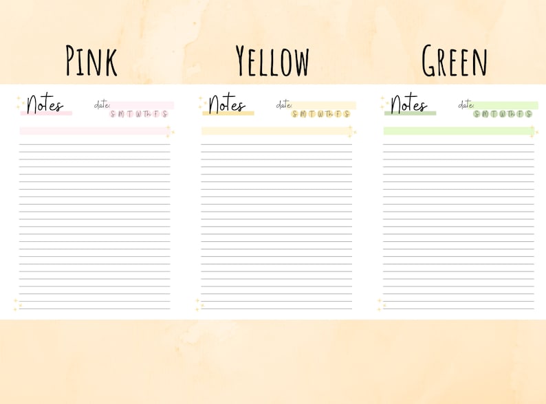 Printable Notes List Digital Download Planner Blank Note Checklist ...