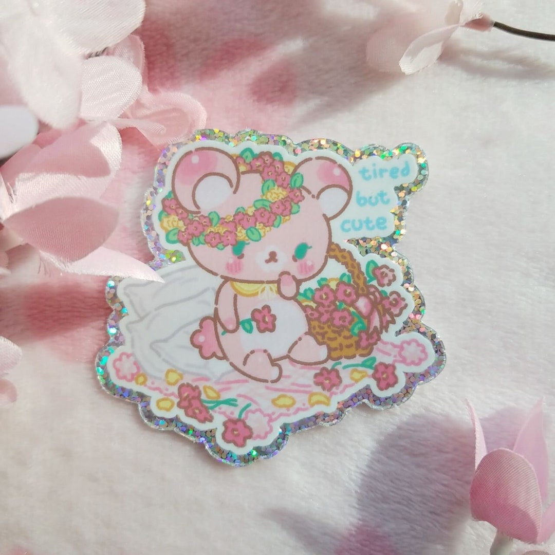 Cute Pink Bear Glitter Sticker, Die-cut & Waterproof Vinyl - Etsy
