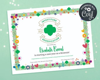 Girl Scout Investiture/rededication Certificate All Levels | Etsy