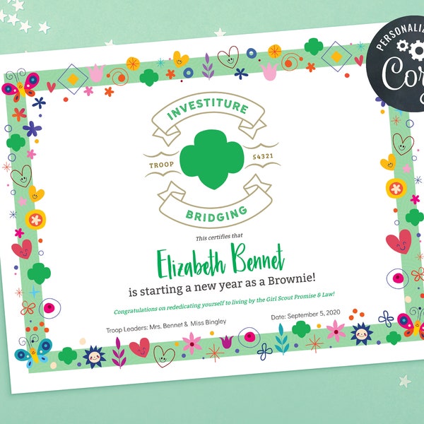 Girl Scout Welcome Certificate - Etsy