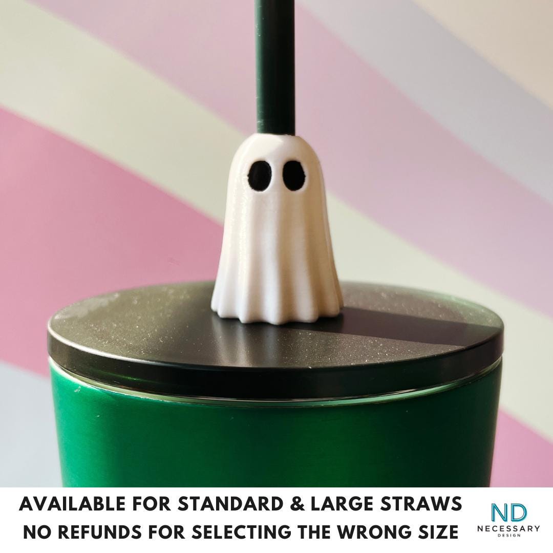 Spooky Ghost Straw Topper: Halloween Party Favor - Etsy
