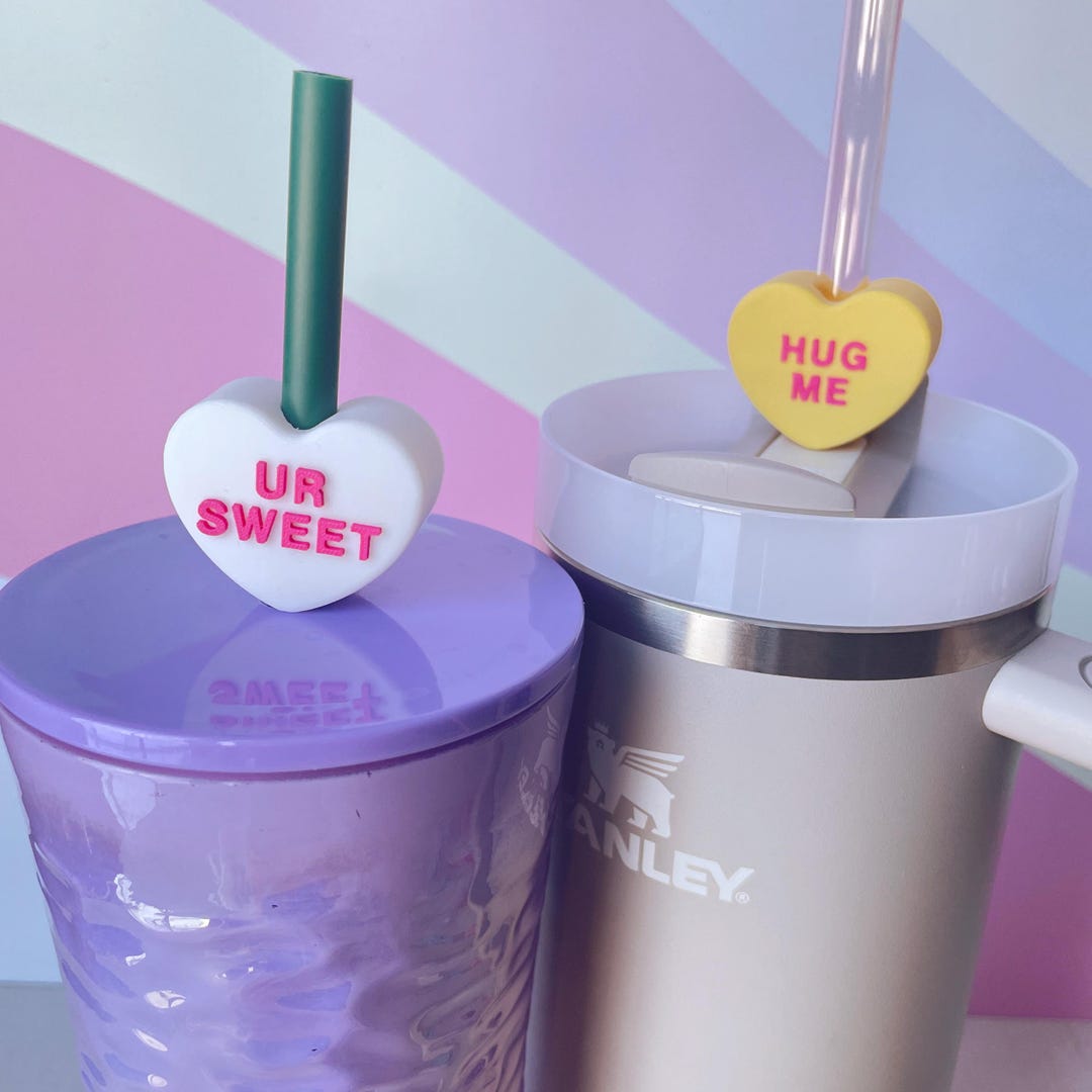 Conversation Heart Straw Toppers. Valentines Day Gift. 2 Sizes ...