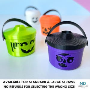Straw Toppers Halloween Buckets With New Purple Vampire, Mummy ...