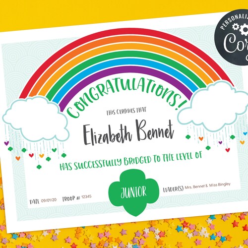 Welcome to Girl Scouts Certificate Instant Download - Etsy