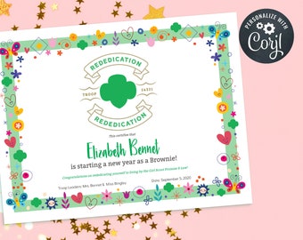 Girl Scout Investiture/rededication Certificate All Levels | Etsy